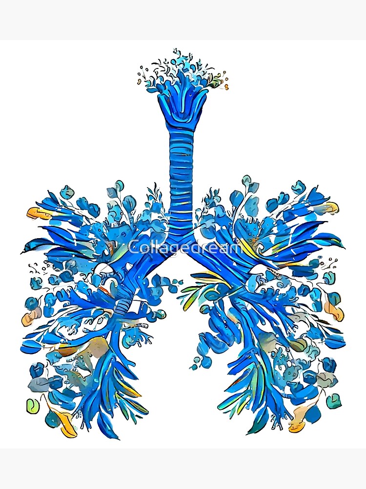 Póster «Pulmones azules, hojas florales, pulmones, pulmón sano, cáncer ...