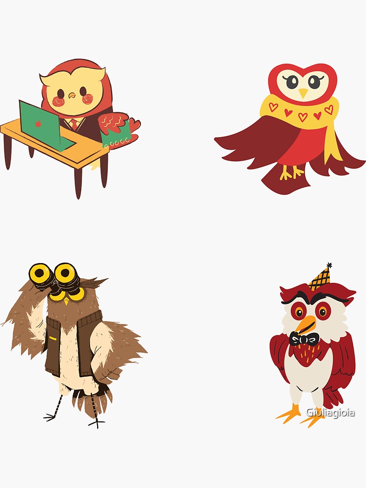 "Fancy Owl sticker pack" Sticker for Sale by Giuliagioia | Redbubble