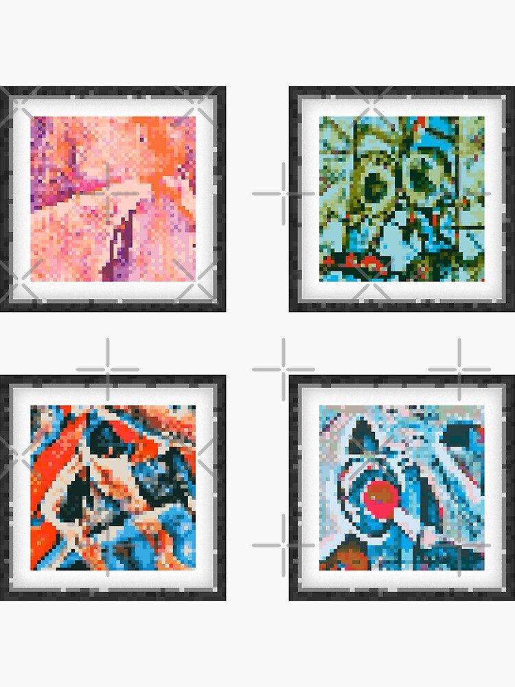 "ART IN EVERY PIXEL // Tiny pixel artworks framed set" Sticker by ...