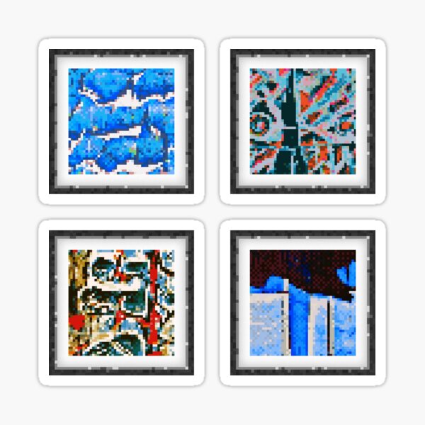 "ART IN EVERY PIXEL // Tiny pixel artworks framed set" Sticker for Sale ...