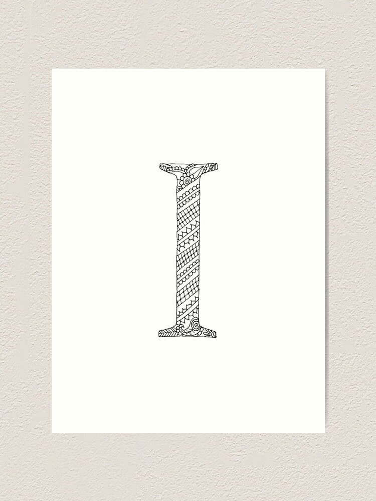 "Henna Alphabet I / Henna Letter I - Black Henna Line Art" Art Print ...