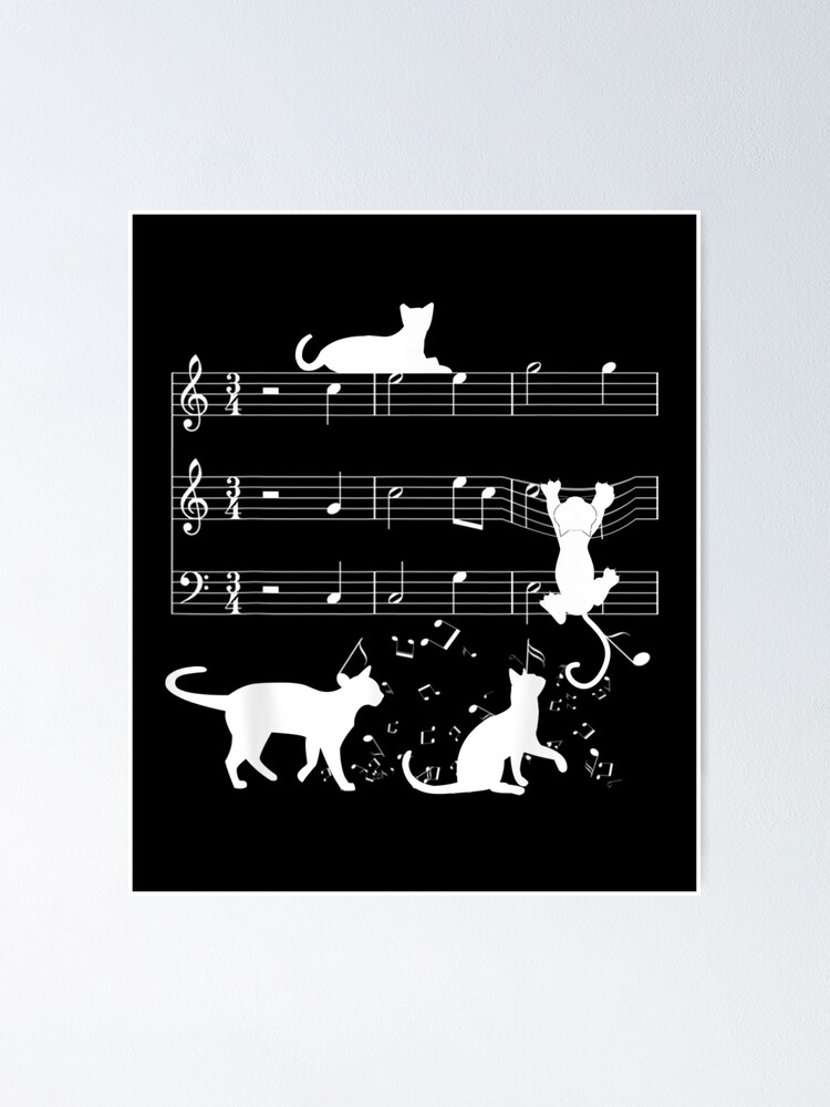 "Cute Cats Kittens Playing Music Note Clef Musician" Poster for Sale by ...