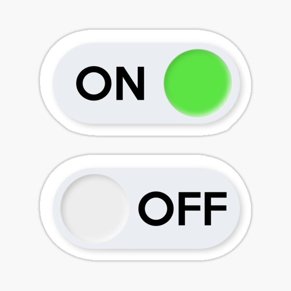 "con On and Off toggle switch button." Sticker for Sale by maxstock ...