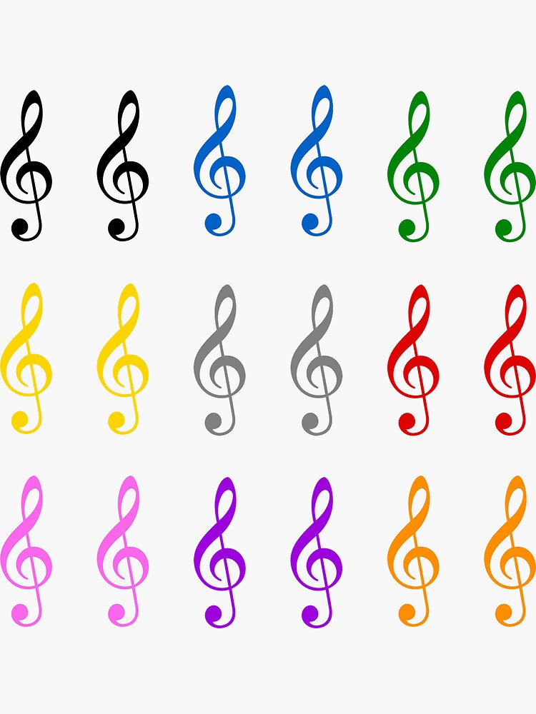 Pegatina «Hoja de símbolos de clave de sol en varios colores» de ...