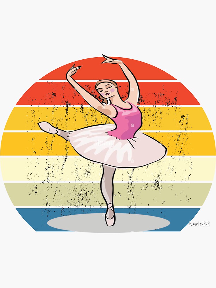 "Penché Dancer En Pointe & Sun Vintage 80's Ballet Graphic " Sticker ...