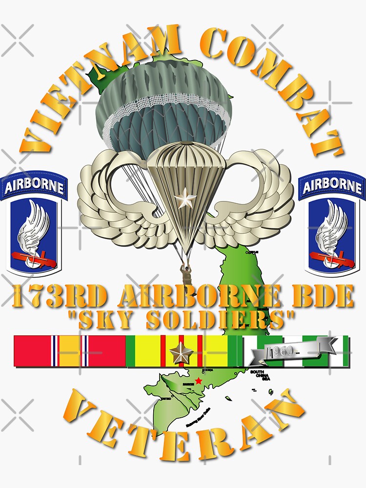 "Army - Vietnam Combat Infantry Veteran w 173rd Airborne Bde SSI V1" Sticker for Sale by ...