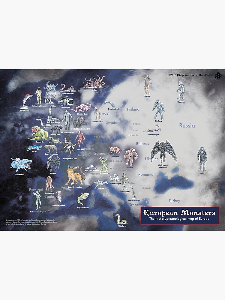 European Monsters The First Cryptids Map Of Europe Photographic