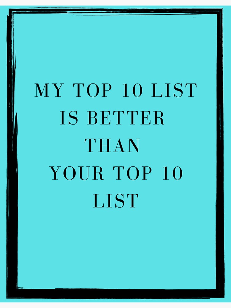 "My Top 10 List" Sticker for Sale by Ador-no | Redbubble