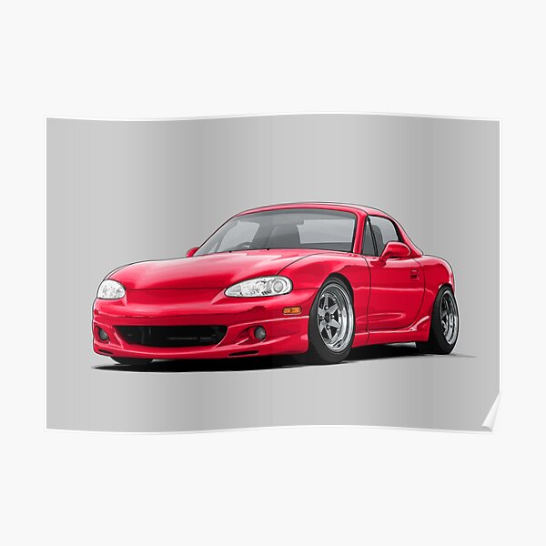 " Mx5 / Miata NB MK2 illustration (red)" Poster by ArtyMotive | Redbubble