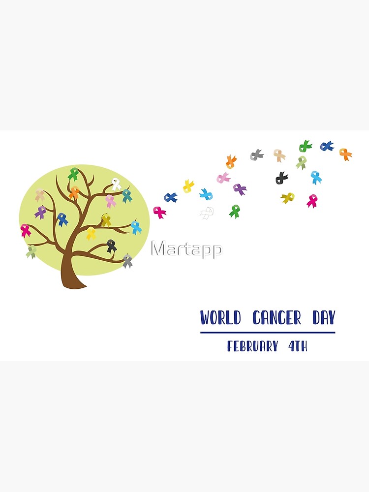 Póster «Día mundial del cáncer el 4 de Febrero con un árbol y lazos de ...
