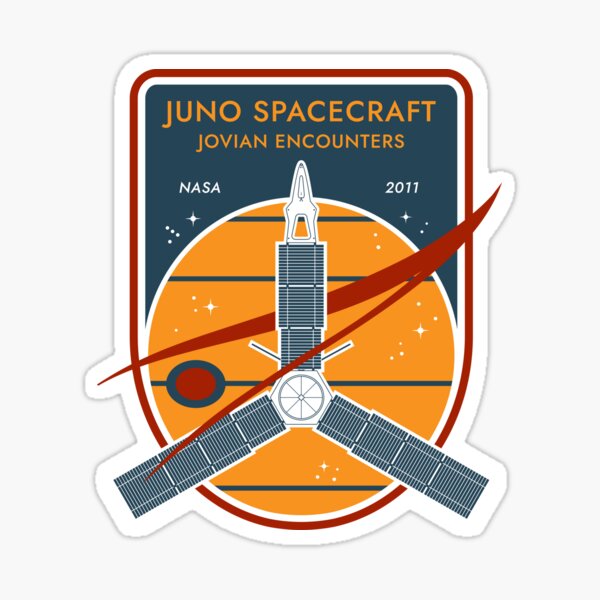 "Juno Spacecraft. Jovian Encounters. Commemorative Badge" Sticker for ...