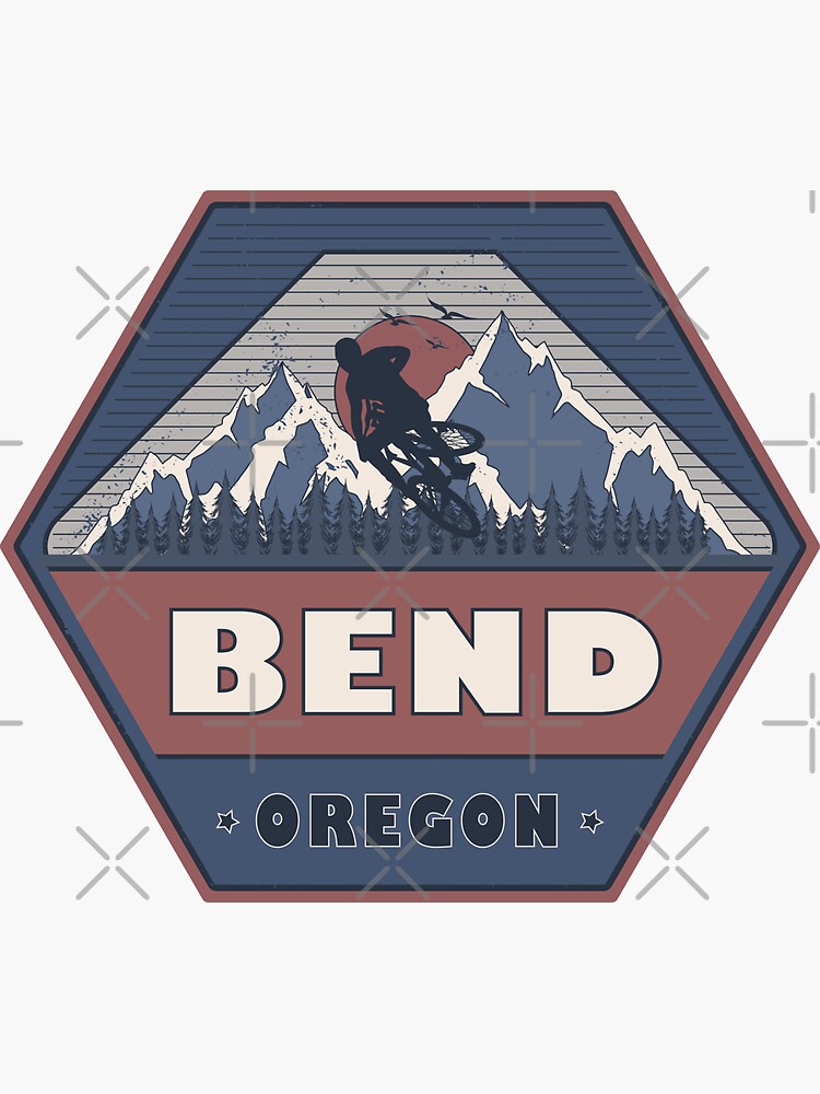 "Bend Oregon Mountain Biking Vintage MTB Design" Sticker for Sale by ...