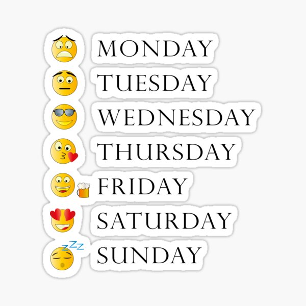 "Weekdays Emoji" Sticker for Sale by Fanny88Sheepy86 | Redbubble