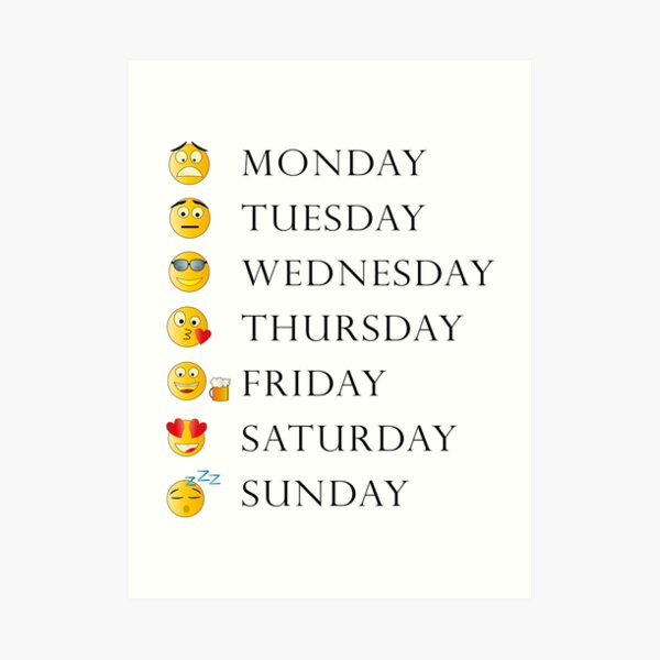 "Weekdays Emoji" Kunstdruck von Fanny88Sheepy86 | Redbubble