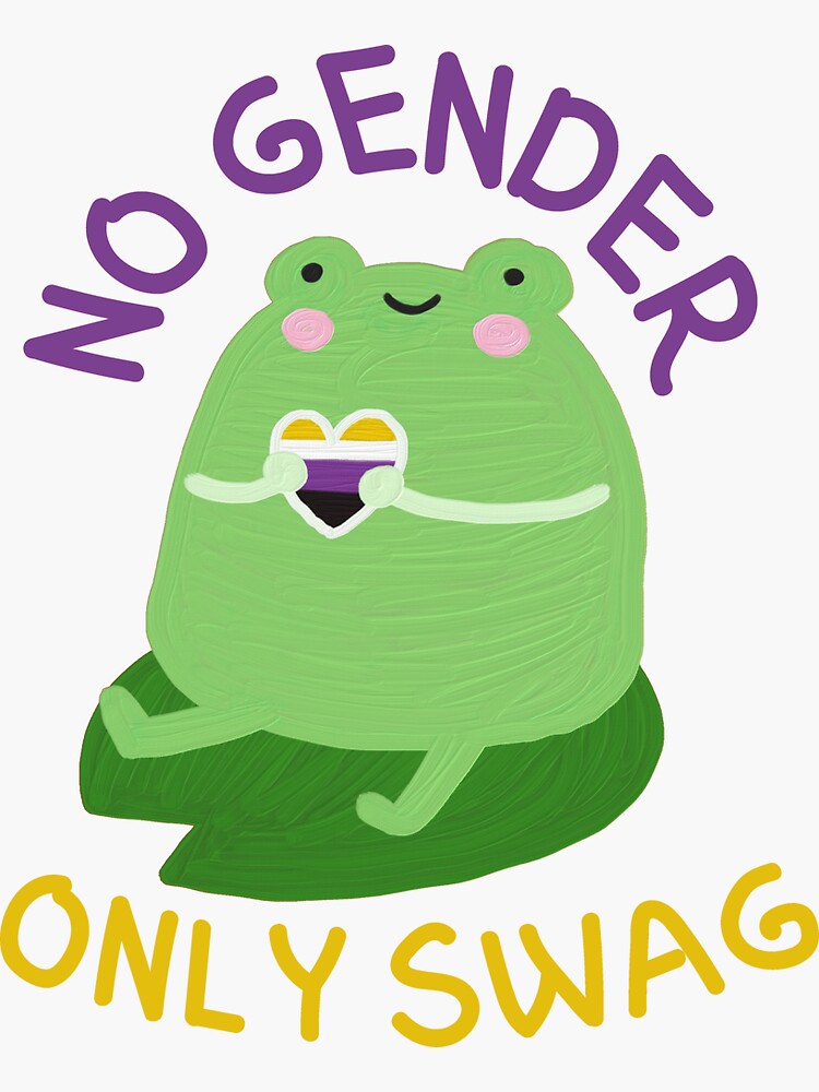 "no gender only swag - cute frog" Sticker by petrichor-store | Redbubble