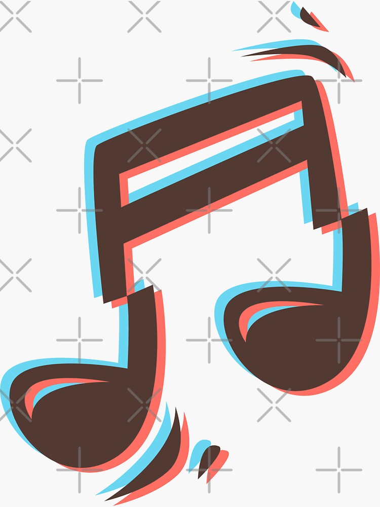 "Glitch distorted stylized broken musical notes" Sticker by Vector ...