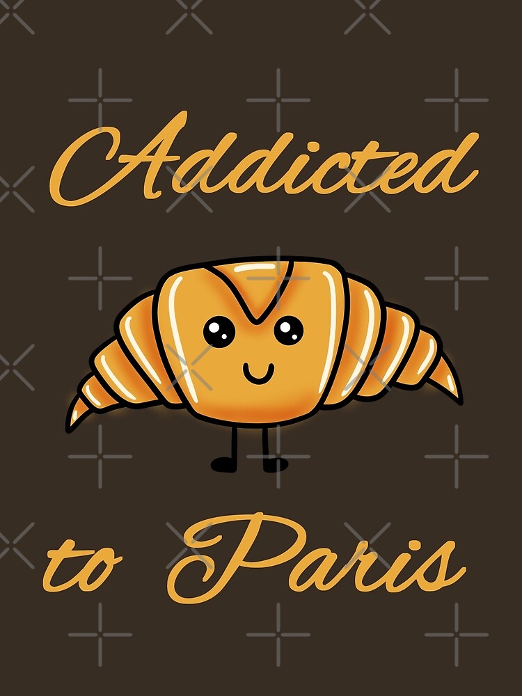 "Addicted to Paris - cute smiley croissant drawing" Art Print for Sale ...