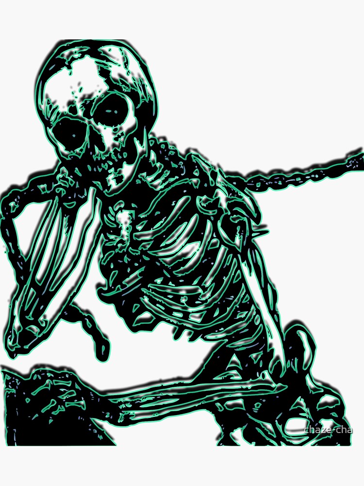 "Blurred skeleton with chain" Sticker by chaze-cha | Redbubble