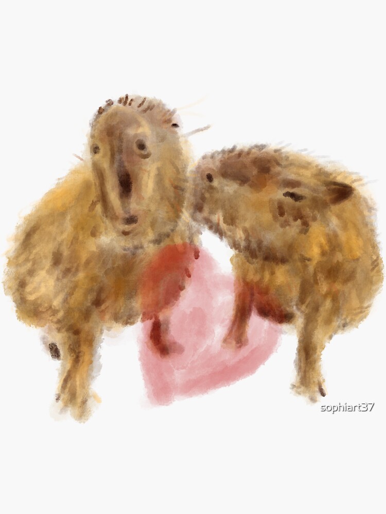 "capybara love" Sticker by sophiart37 | Redbubble