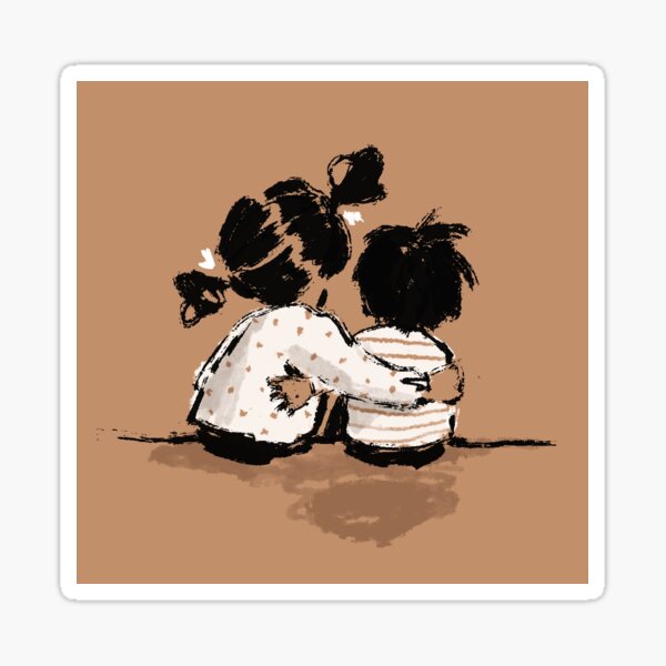 "Brother Sister Sibling Love Print" Sticker by shelleyjohannes | Redbubble