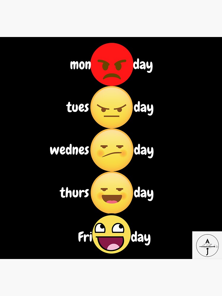 "moods of the week Monday to Friday" Sticker by BackHand13 | Redbubble