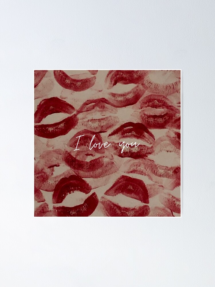 "I love you. Aesthetic kisses on paper background." Poster for Sale by ...