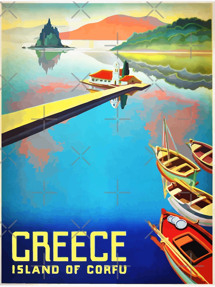 "ISLAND OF CORFU GREECE RETRO" Sticker by BayezidDesign12 | Redbubble