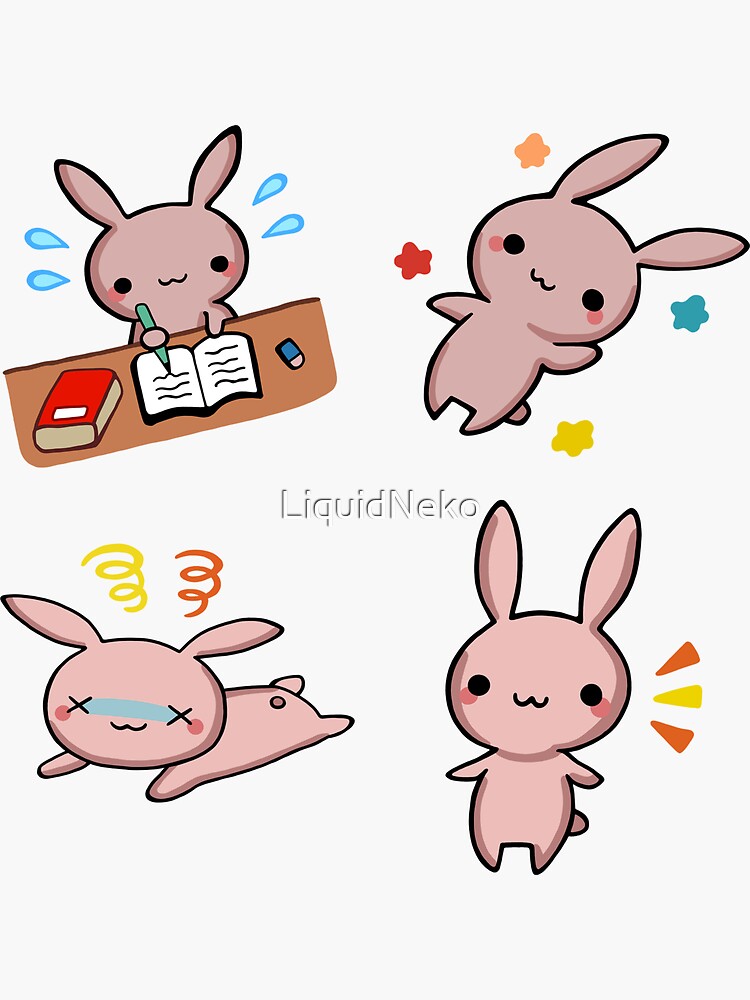 "Kawaii Cute Anime Pink Bunny" Sticker by LiquidNeko | Redbubble