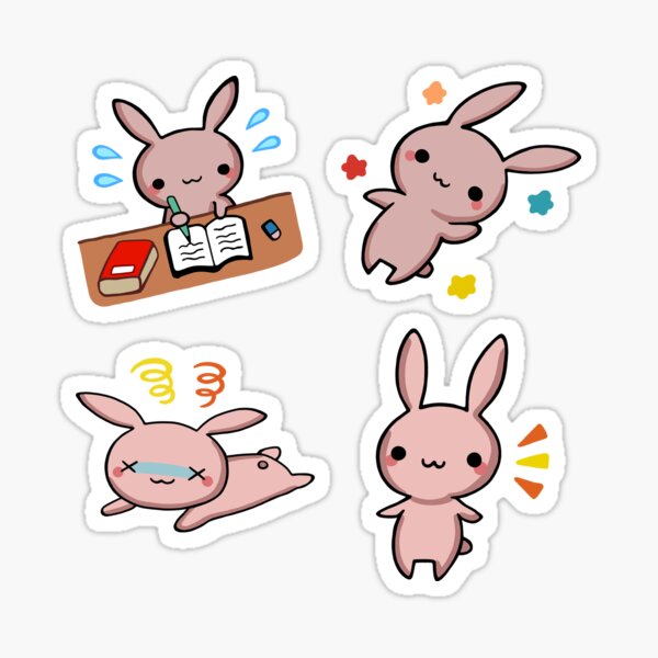 "Kawaii Cute Anime Pink Bunny" Sticker by LiquidNeko | Redbubble