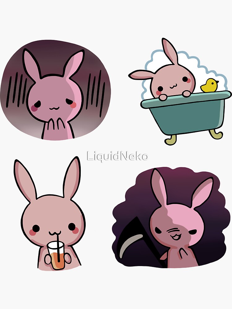 "Kawaii Cute Anime Pink Bunny" Sticker by LiquidNeko | Redbubble