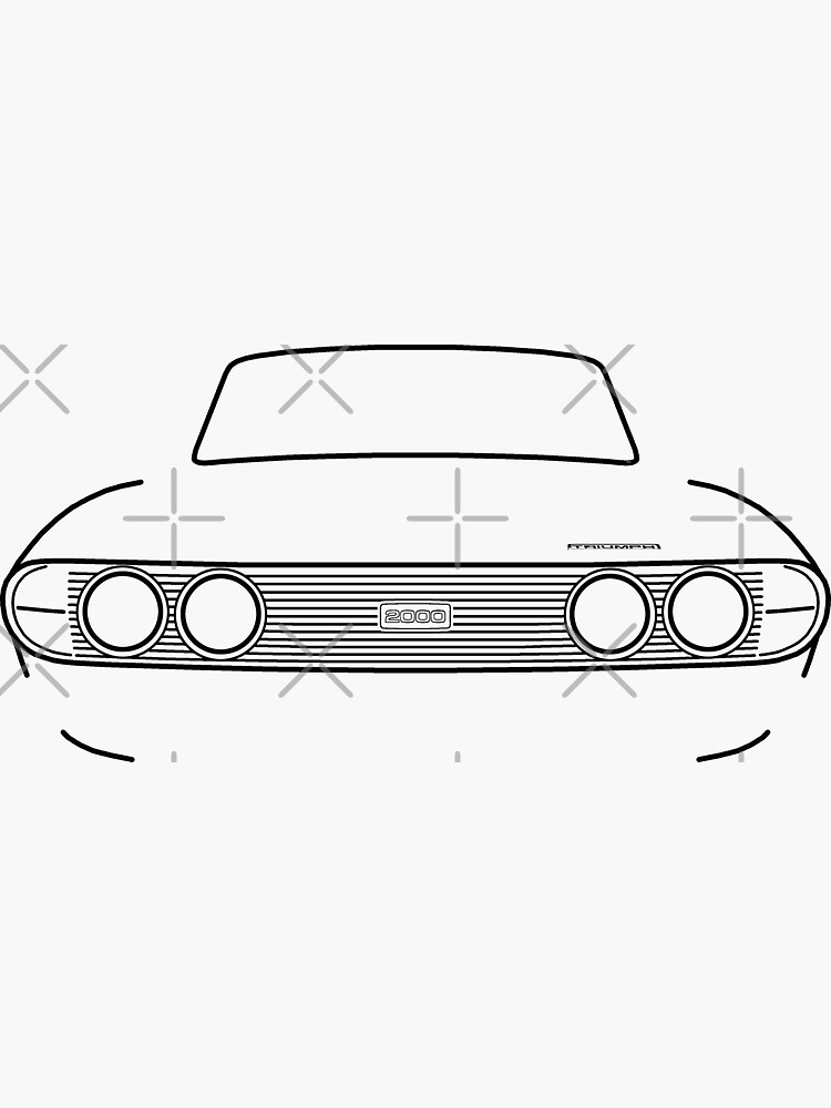 "Triumph 2000 early Mk2 1970s classic car black outline graphic ...
