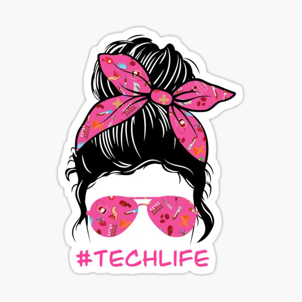 "Tech Life Messy Bun" Sticker for Sale by ItsaMomThingLLC | Redbubble