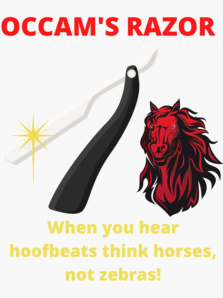 "OCCAM'S RAZOR Sticker Red Yellow" Sticker for Sale by podguy | Redbubble