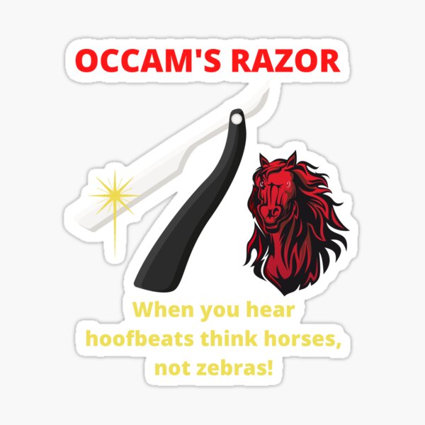 "OCCAM'S RAZOR Sticker Red Yellow" Sticker for Sale by podguy | Redbubble