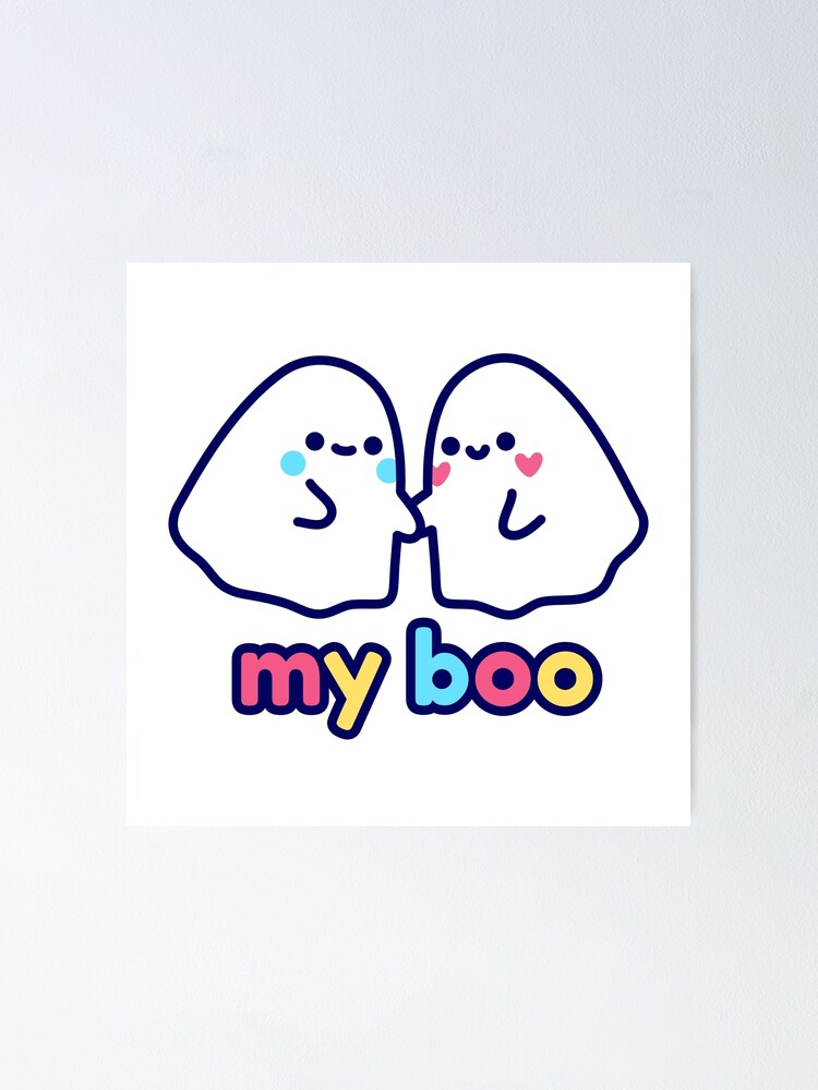 "My Boo | Valentines Day Rainbow Cute Ghost Couple " Poster by MAXbunny ...