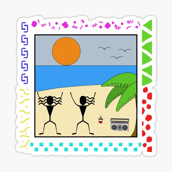 "Groovy Sunset Beach" Sticker by COLIASCorp | Redbubble