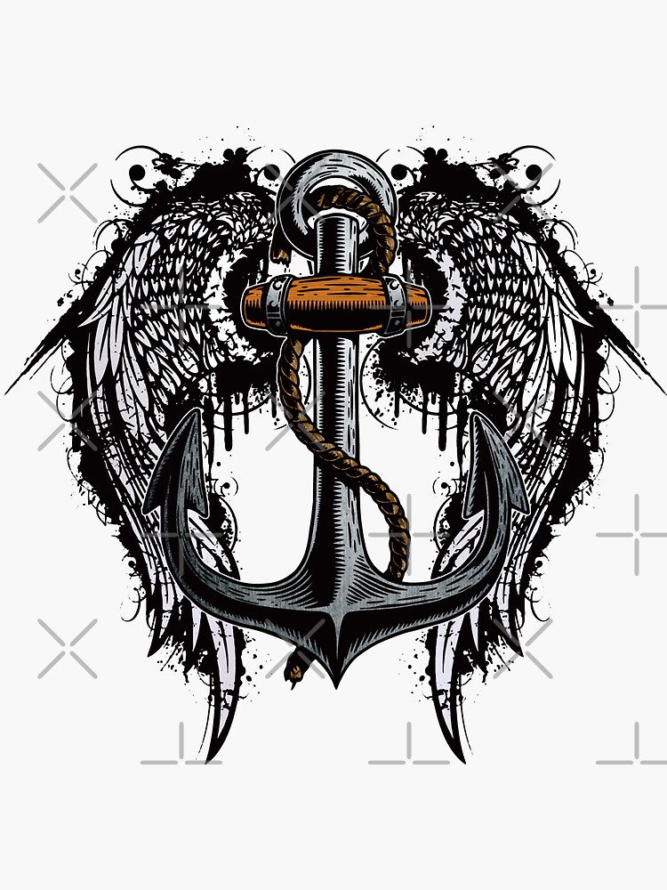 "Anchor Angel Wings" Sticker for Sale by artistwill | Redbubble