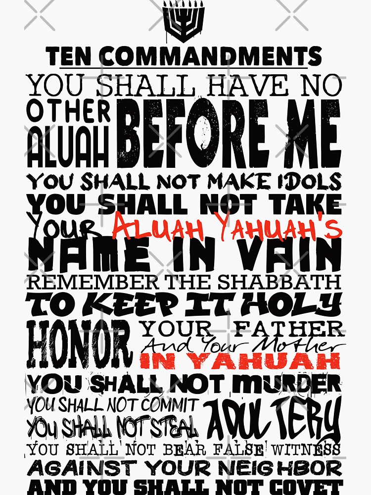 " Yah's Ten Commandments,The Ten Commandments" Sticker by Yachad ...