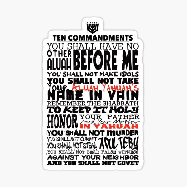 " Yah's Ten Commandments,The Ten Commandments" Sticker by Yachad ...