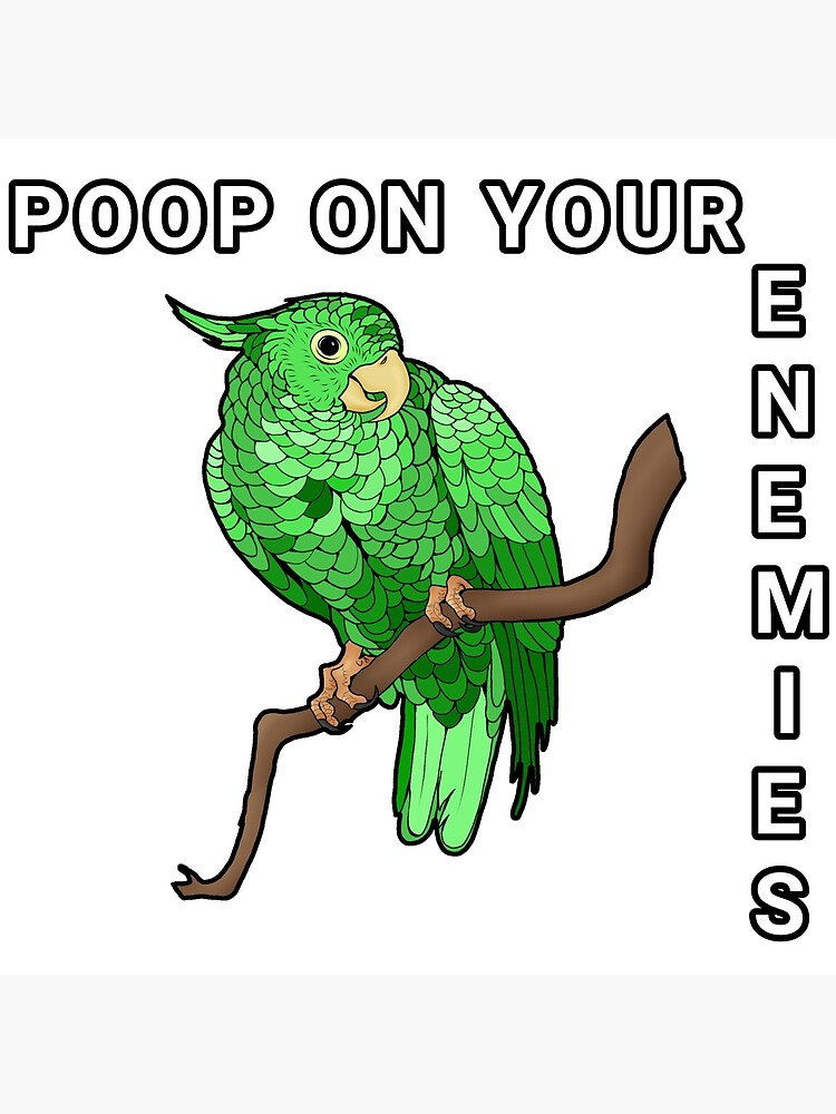 "Poop on your enemies 7- Mischievous Green Parrot" Poster by ...
