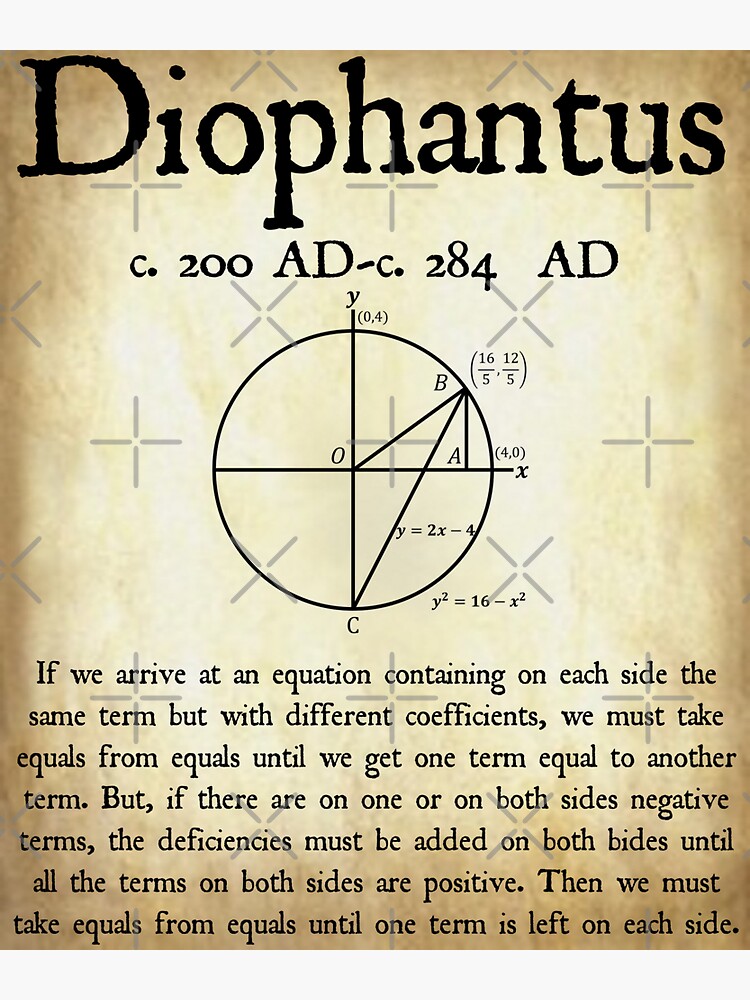 "Diophantus Quote Diophantine Equation Algebra Vintage Math Design on ...