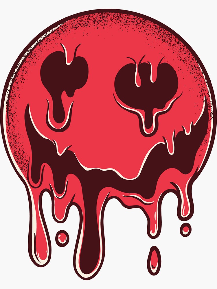 Pegatina «Camiseta y pegatinas de la colección Red Drippy Smiley Face ...