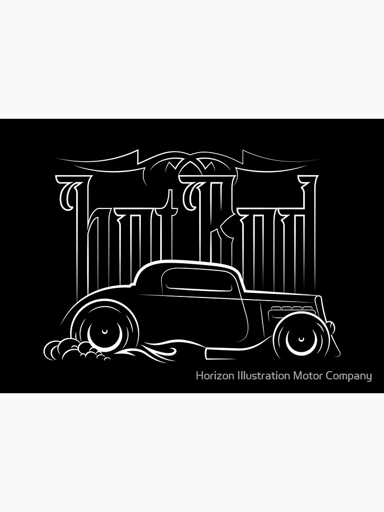 Póster «Hot Rod Car Black Gothic Rock and Roll Líneas Estilo Silueta V8 ...