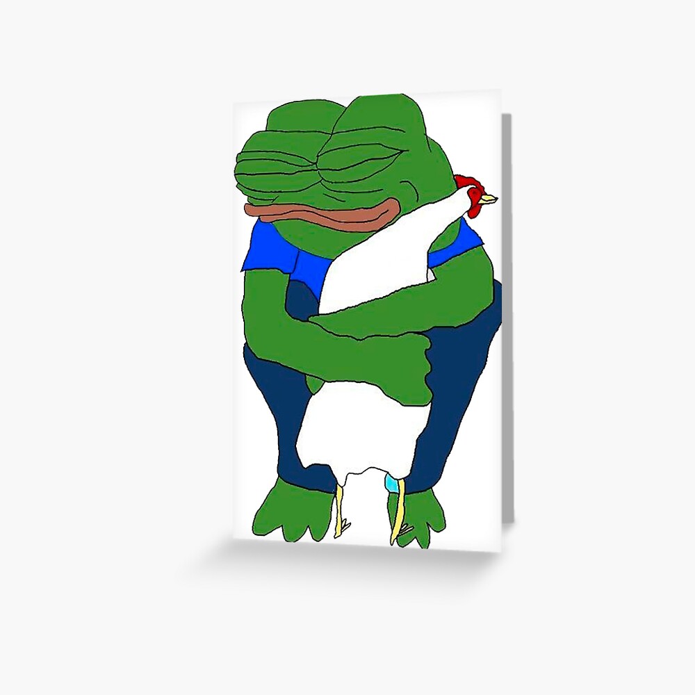 "Peepo hugs chicken" Greeting Card by Nefilims | Redbubble
