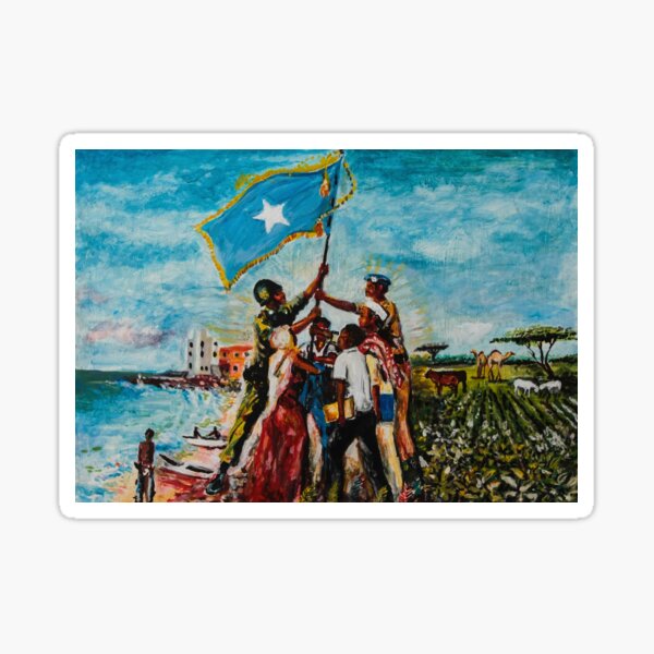 "Painting showing Somalis around the Somali Flag" Sticker for Sale by ...