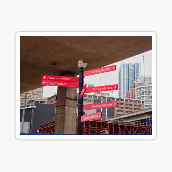 "Direction Signs Darling Harbour" Sticker for Sale by urbanfragments ...