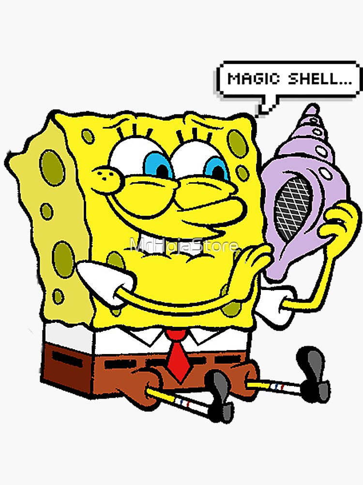 "SpongeBob and the Magic Conch" Sticker by MrHojaStore | Redbubble