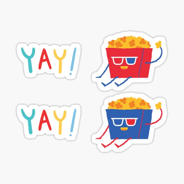 "popcorn yay " Sticker by CrescentCrew | Redbubble