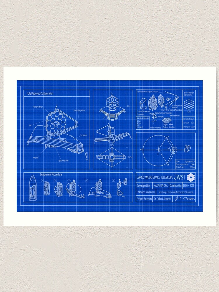"James Webb Space Telescope Blueprint" Art Print for Sale by ...