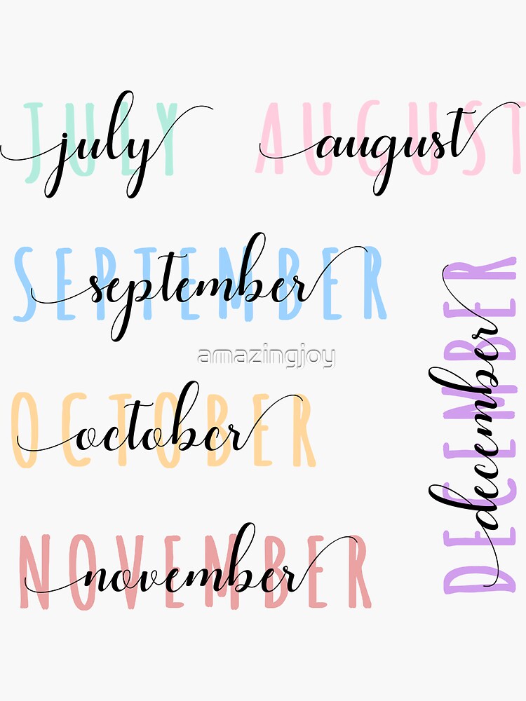 "Months of the Year -6 months -2nd half- Pastel Layered Headers ...